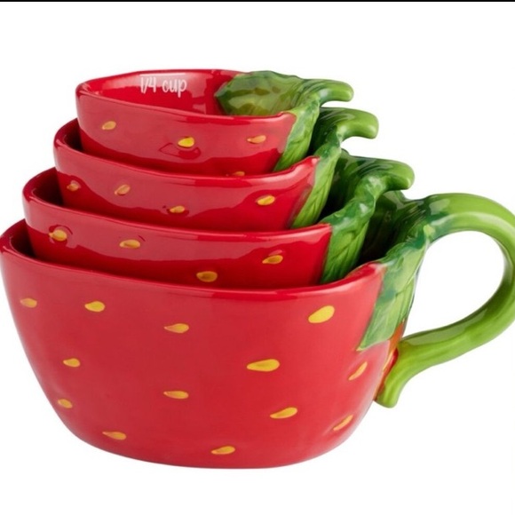 Homegoods | Kitchen | Strawberry Pattern Measuring Cups Ceramic Set Of ...